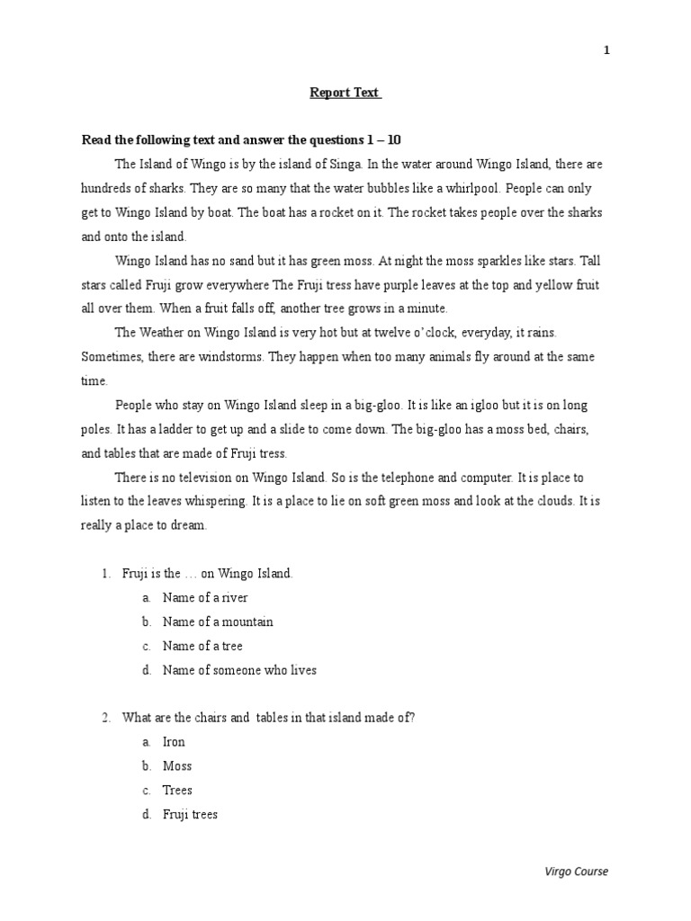 20 Soal Latihan Report Text Dalam Bahasa Inggris | PDF | Giraffe | Bacteria