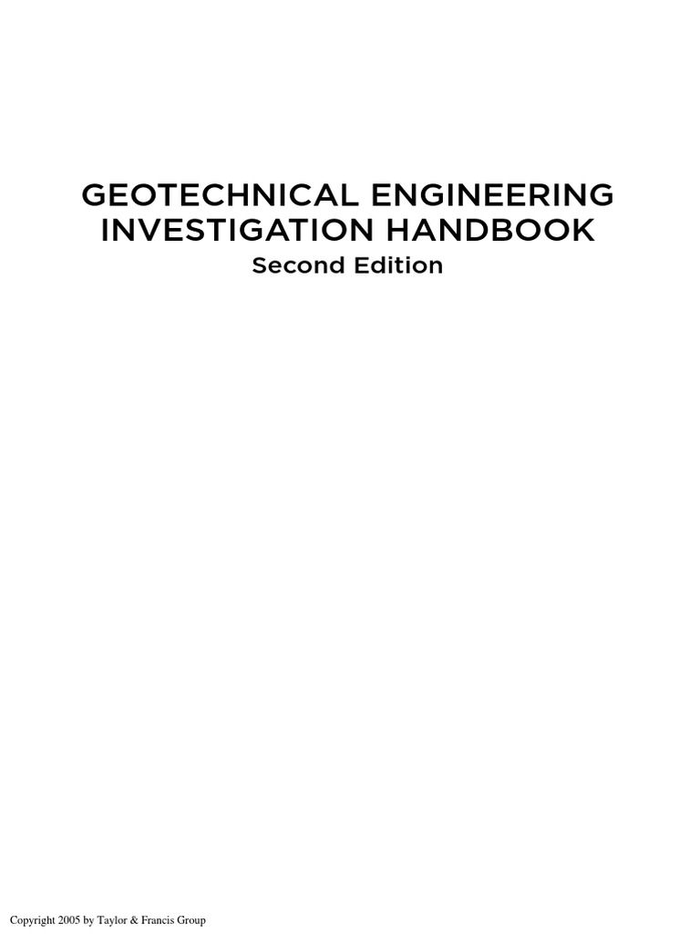 Geotechnical Engineering Investigation Handbook: Second Edition | PDF ...