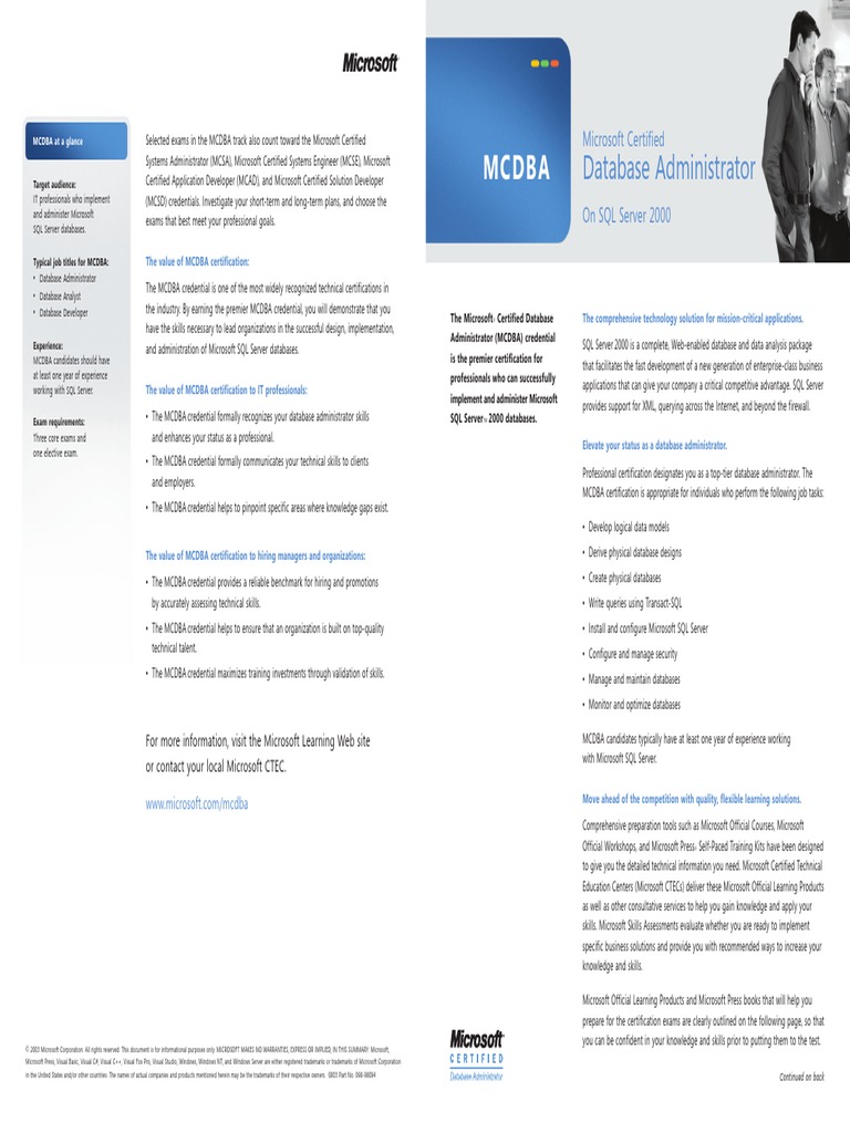 MCD Ba Track | PDF | Microsoft Sql Server | Windows Server 2003