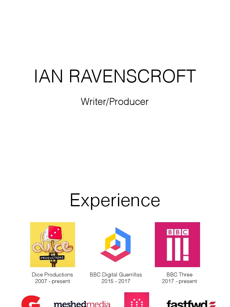 Ian Ravenscroft - CV 2017 | PDF | Mass Media | Television