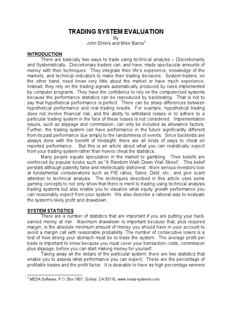Evaluating Trading Systems Effectively | PDF | Algorithmic Trading ...