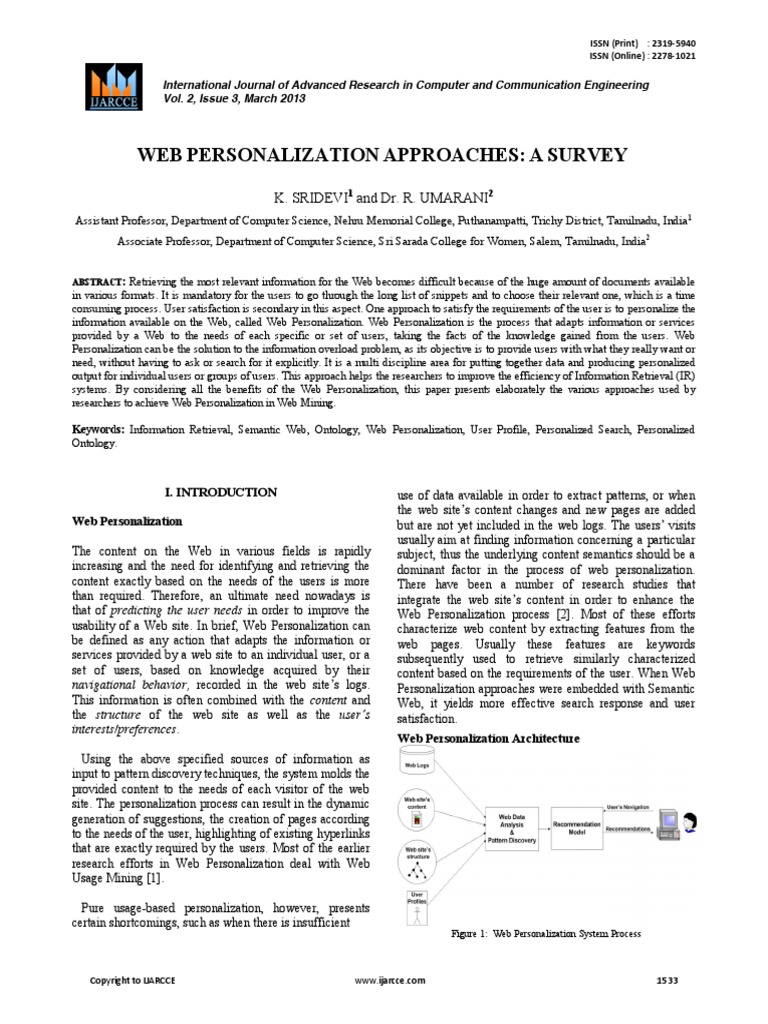 Web Personalization Survey | PDF | Ontology (Information Science) | Http Cookie