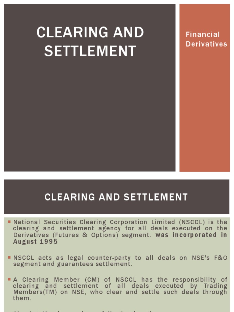 Clearing and Settlement: Financial Derivatives | PDF | Derivative ...