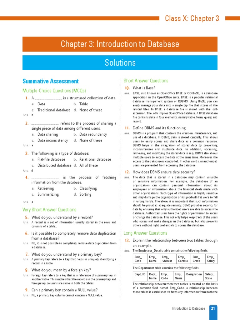 Chapter 3: Introduction To Database Solutions | PDF | Databases | Relational Database