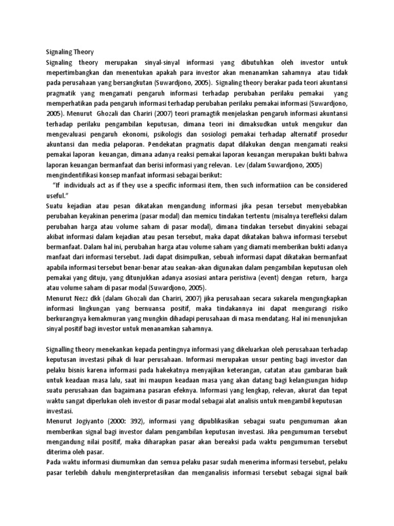 Teori Signaling | PDF