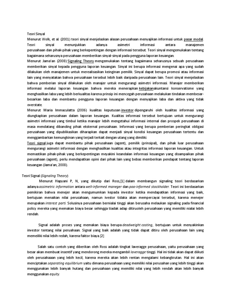 TEORI SIGNAL (SIGNALING THEORY) | PDF