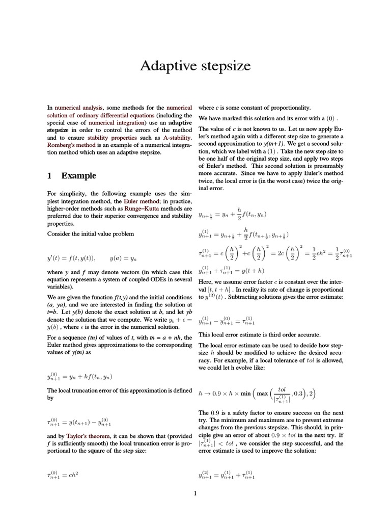 Adaptive Stepsize 1 Example Pdf Computer Programming Mathematical Analysis
