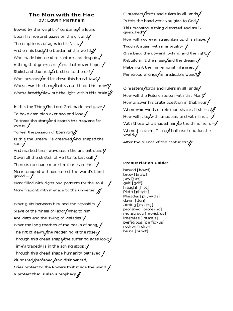 The Man with the Hoe poem analysis | PDF | Religious Belief And ...