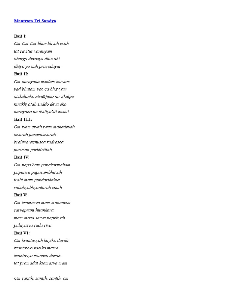 Mantram Tri Sandya | PDF