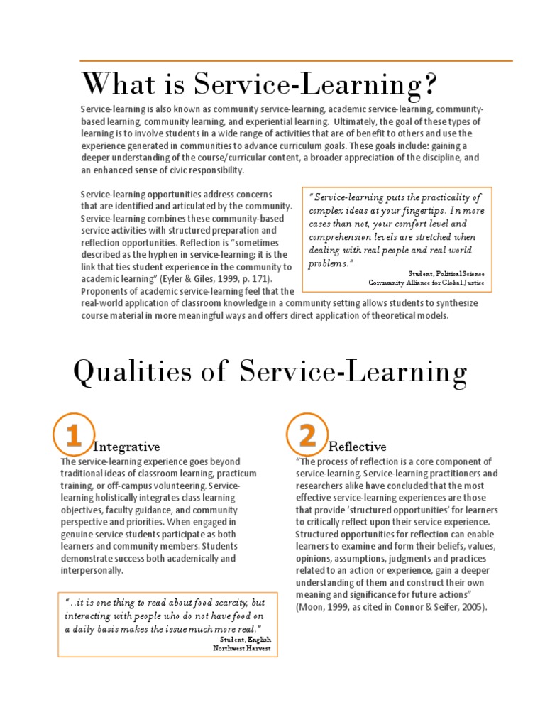 What Is Service Learning | PDF | Service Learning | Education Theory