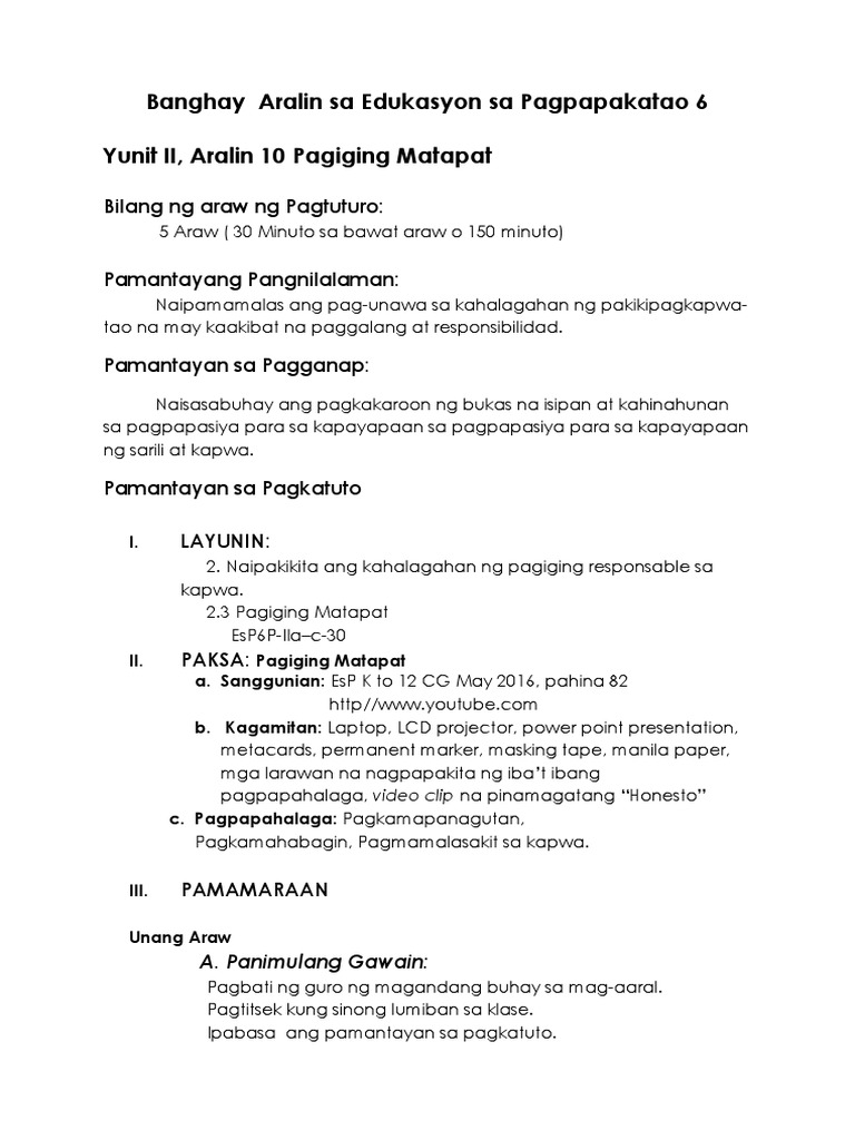 DLP ESP Q2 W3 Pagiging Matapat