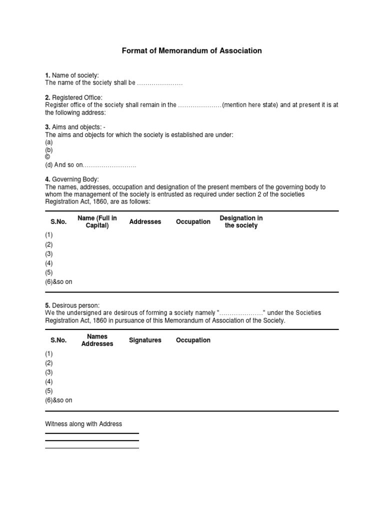 Society Registration Form | Board Of Directors | Virtue