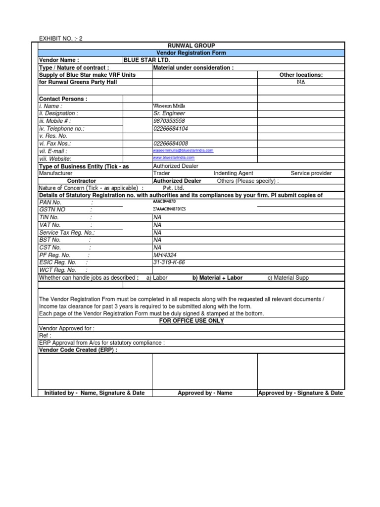Vender Form | PDF | Government Finances | Taxes
