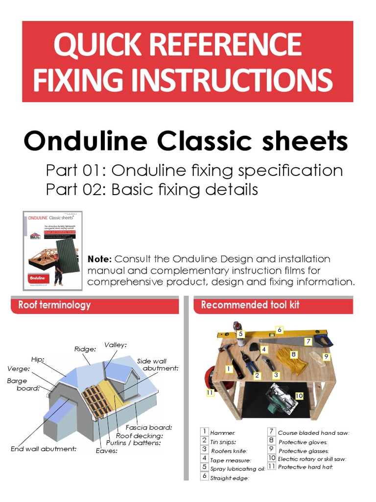 Onduline Quick Fixing Guide | PDF | Roof | Wall