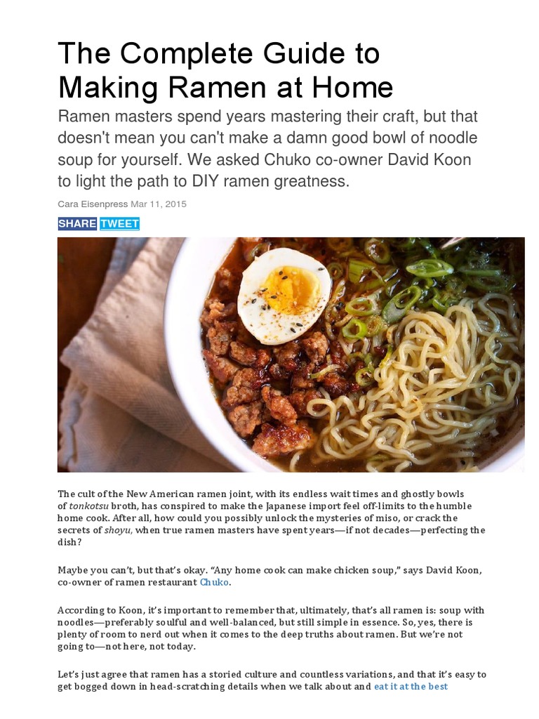 The Complete Guide To Making Ramen at Home | PDF | Ramen | Soup