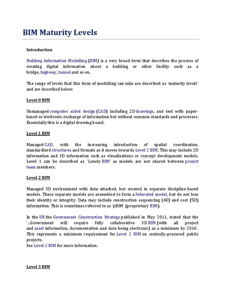BIM Maturity Levels: Building Information Modelling BIM Highway Tunnel ...
