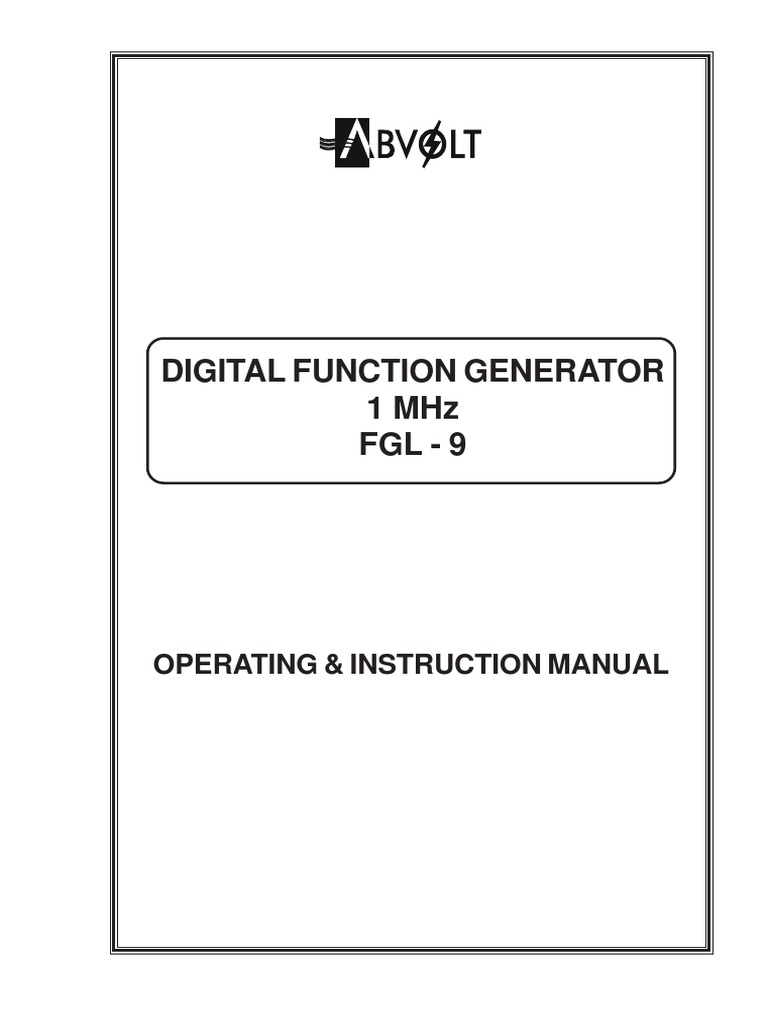 Operation and Instruction Manual for the 1 MHz Digital Function ...