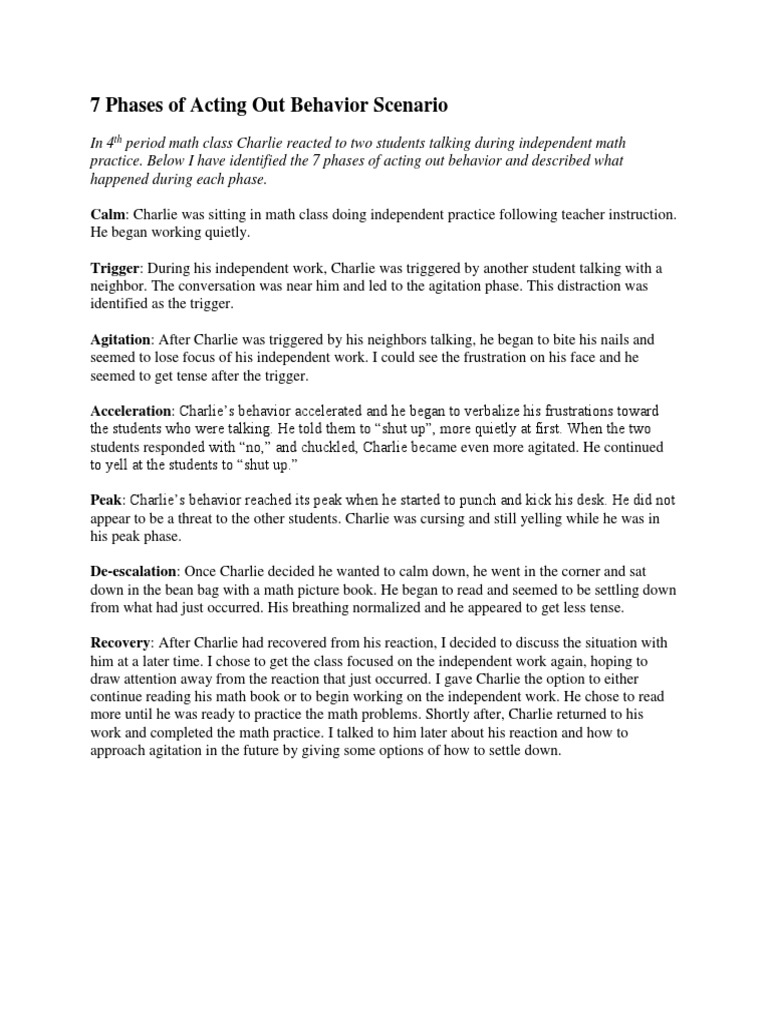 3 - 7 Phases of Acting Out Behavior Scenario | PDF