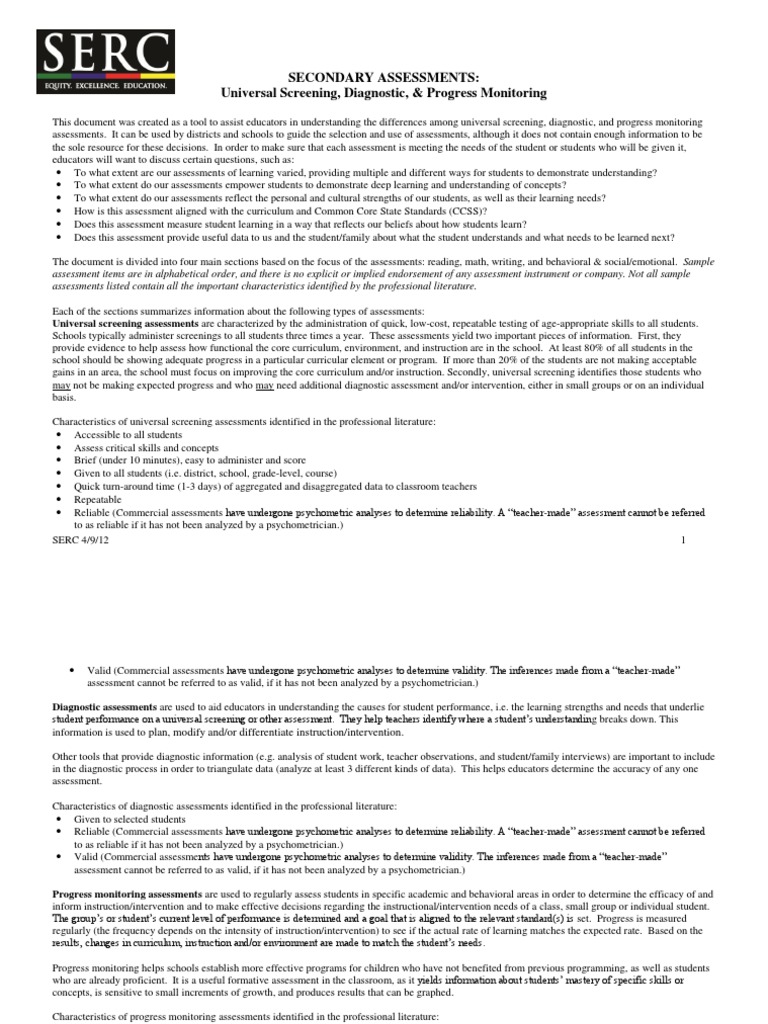 Secondary Assessments | PDF | Psychometrics | Educational Assessment