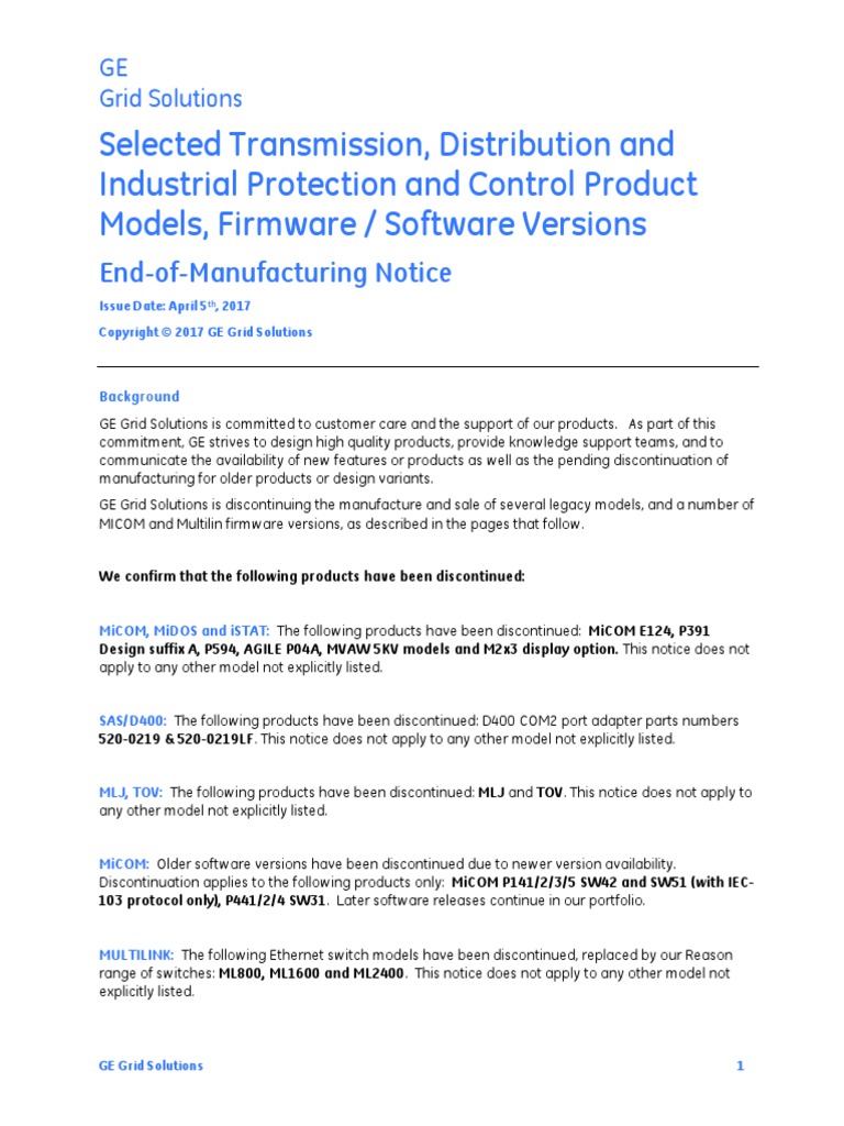Obsolescence Notification GS April 2017 | PDF | Computer Engineering | Computing