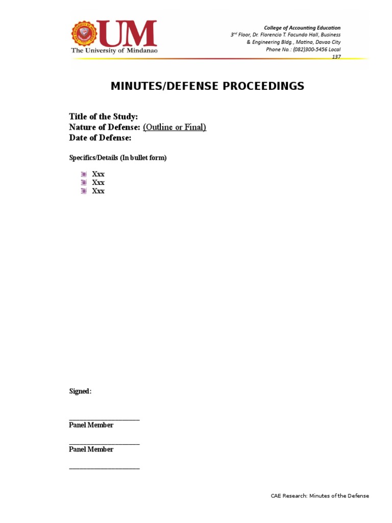 Minutes of The Defense | PDF