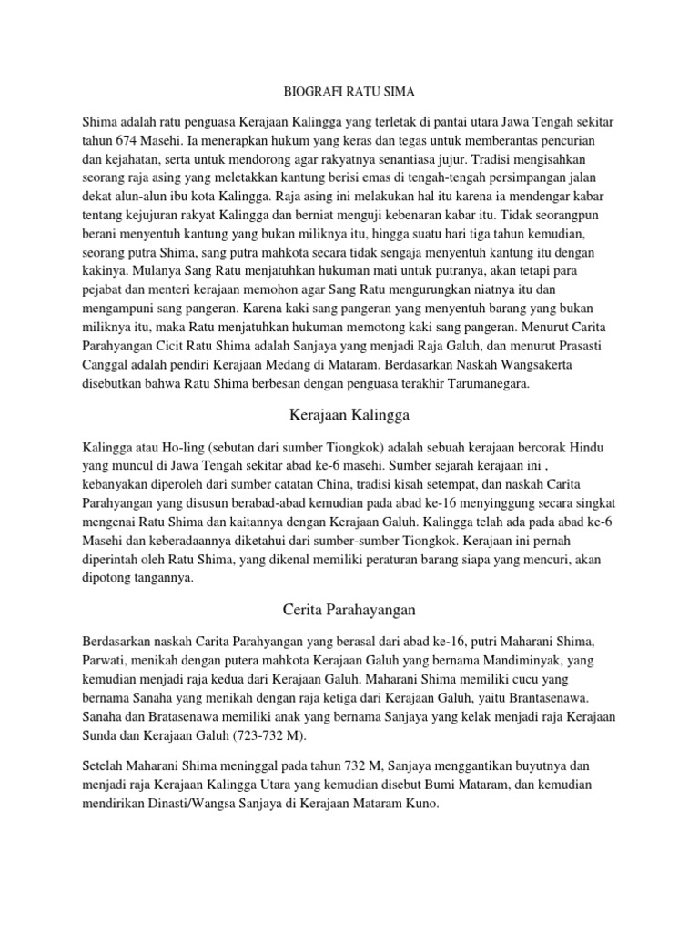 Biografi Ratu Sima | PDF | Sejarah
