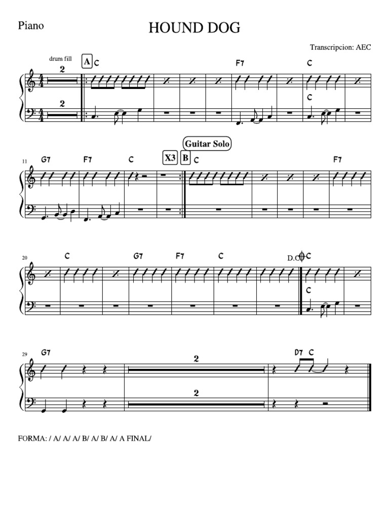 Hound Dog Piano | PDF