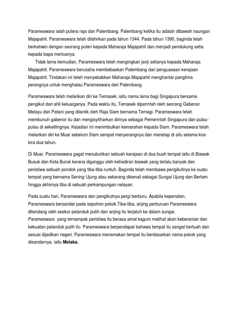 Parameswara Ialah Putera Raja Dari Palembang | PDF | Sejarah