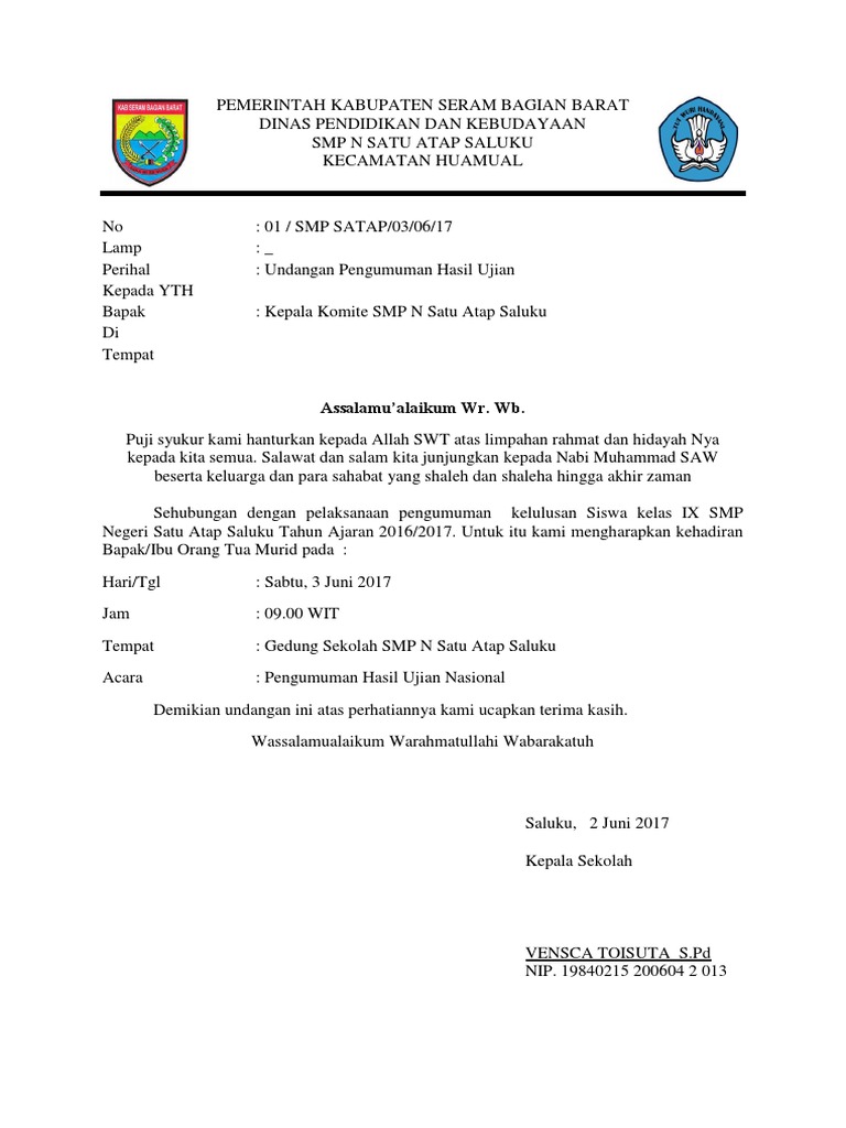 Surat Undangan Kelulusan | PDF