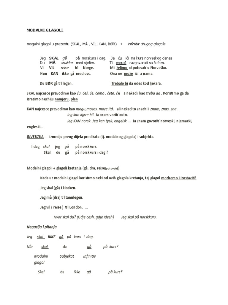 Modalni Glagoli | PDF