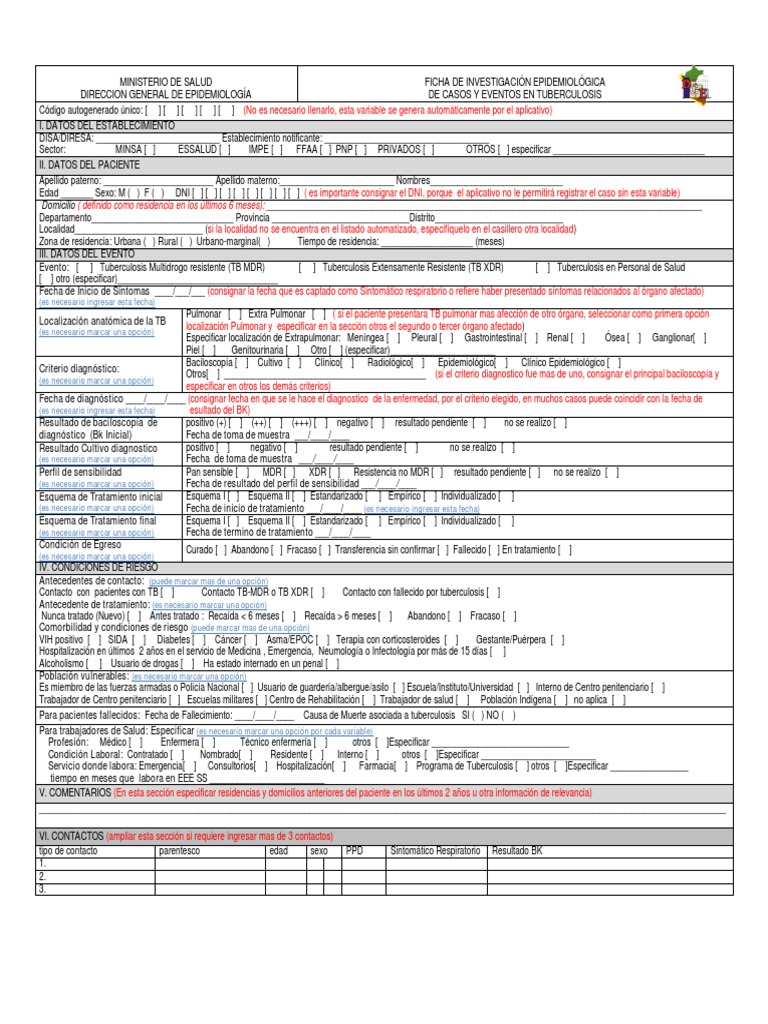 Instructivo Ficha TB Version 2 PDF | PDF | Tuberculosis | Diagnostico medico