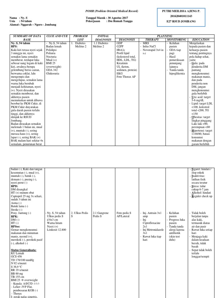 POMR DM Gangrene | PDF
