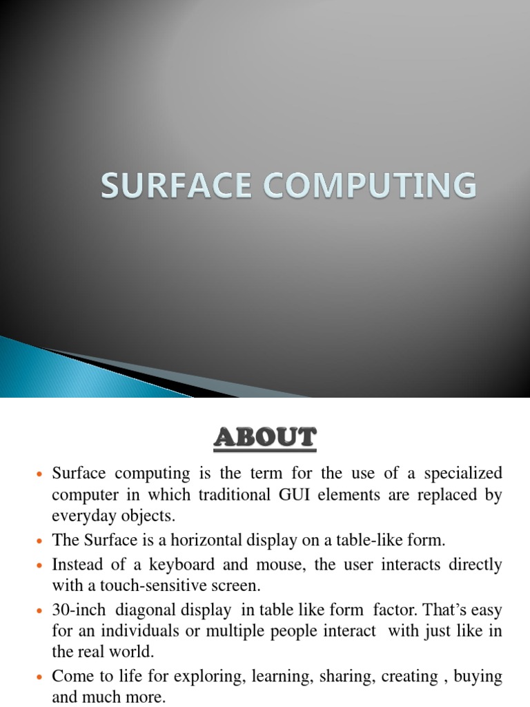 Surface Computing | PDF | Computer Engineering | Input/Output
