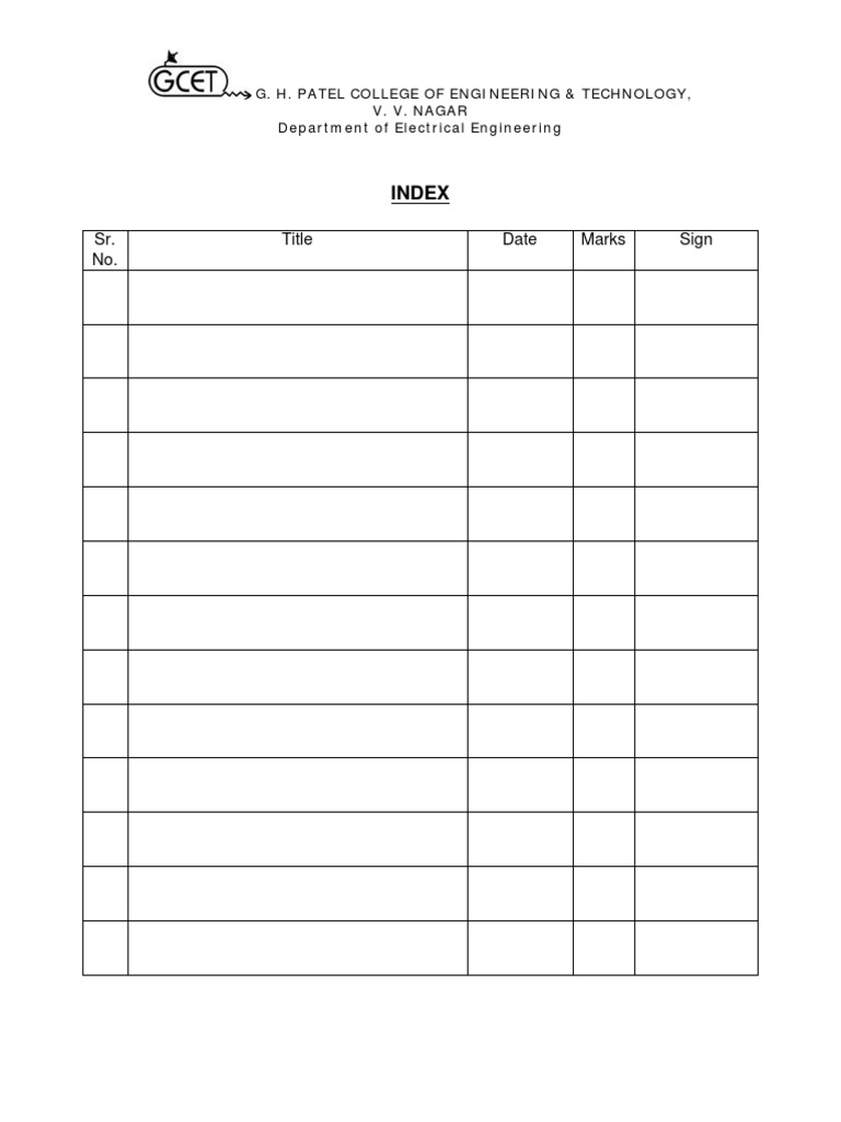 Sr. No. Title Date Marks Sign: Index | PDF