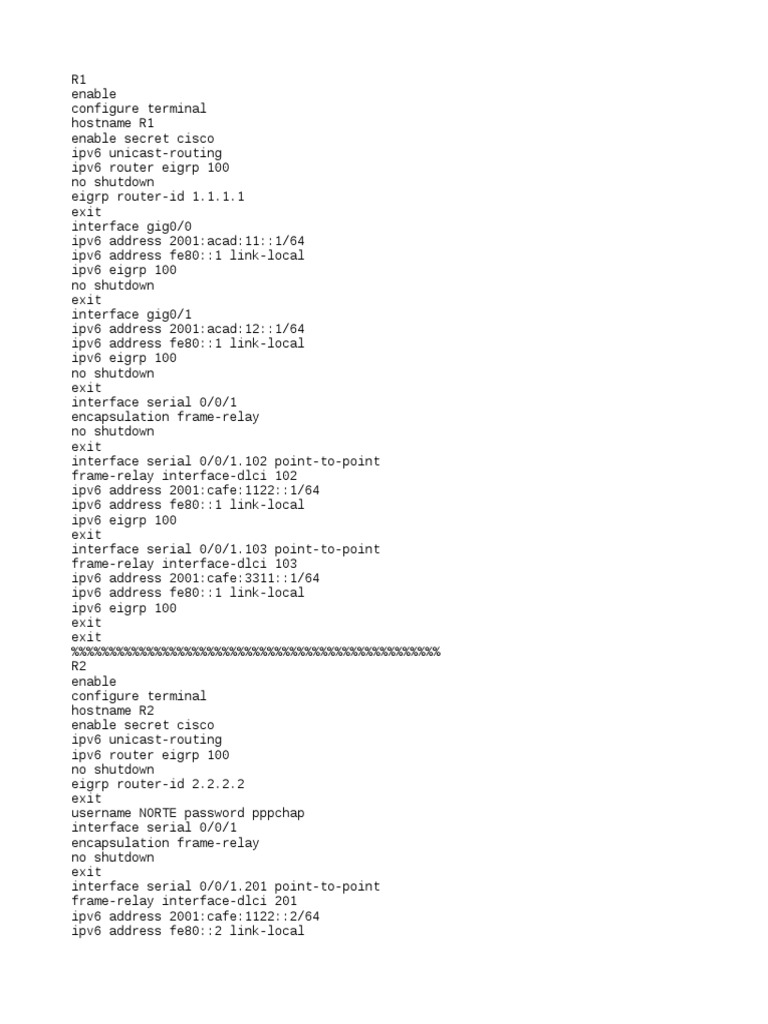 Ejemplo Config Examen 1 CCNA4 | PDF | I Pv6 | Data Transmission
