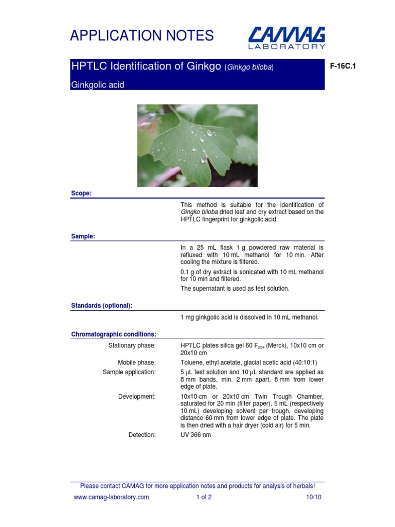 F-16c.1 Ginkgo Ginkgolic Acid | PDF | Chromatography | Chemical Substances