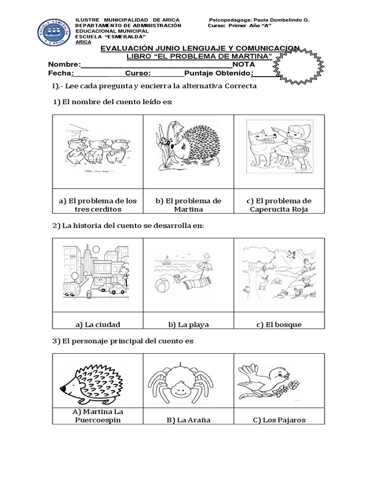 EL PROBLEMA DE MARTINA- PRUEBA 1°A