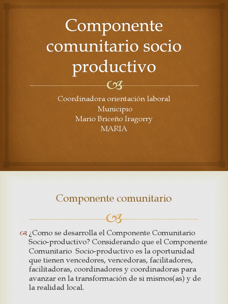 Componente Comunitario Socio Productivo | PDF | Análisis FODA | Economias