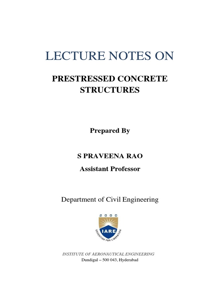 PSC Lecture Notes | PDF | Prestressed Concrete | Bending