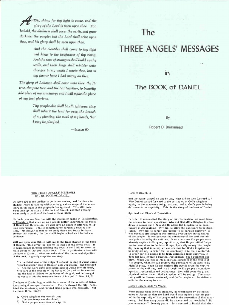 Three Angels' Messages in Daniel | PDF | Daniel (Biblical Figure ...