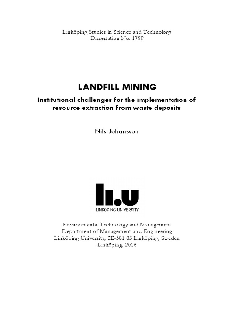 Landfill Mining | PDF | Waste | Waste Management