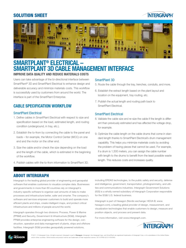 SmartPlant Electrical SmartPlant 3D Cable Management Interface | PDF ...