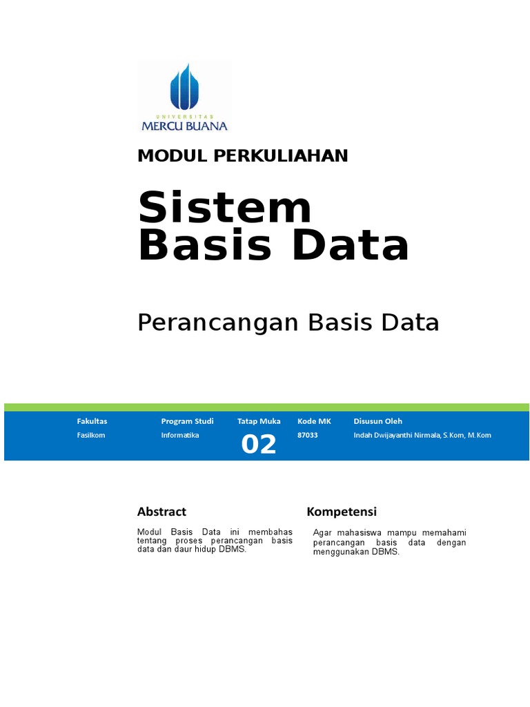 Modul Perkuliahan Sistem Basis Data | PDF