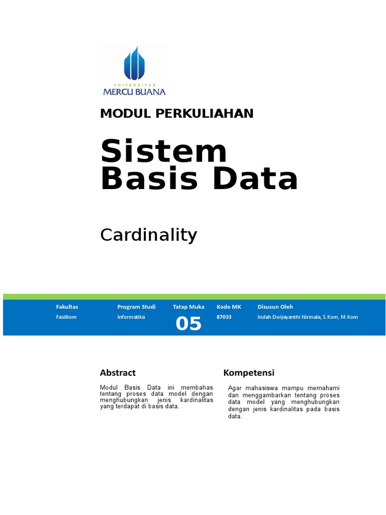 Modul Sistem Basis Data Pertemuan 5 | PDF