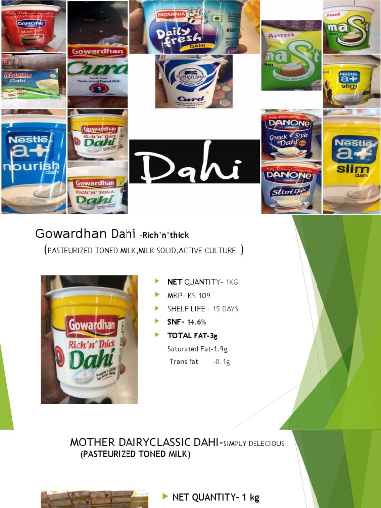 Amul Dahi Ppt | Milk | Animal Glandular Products