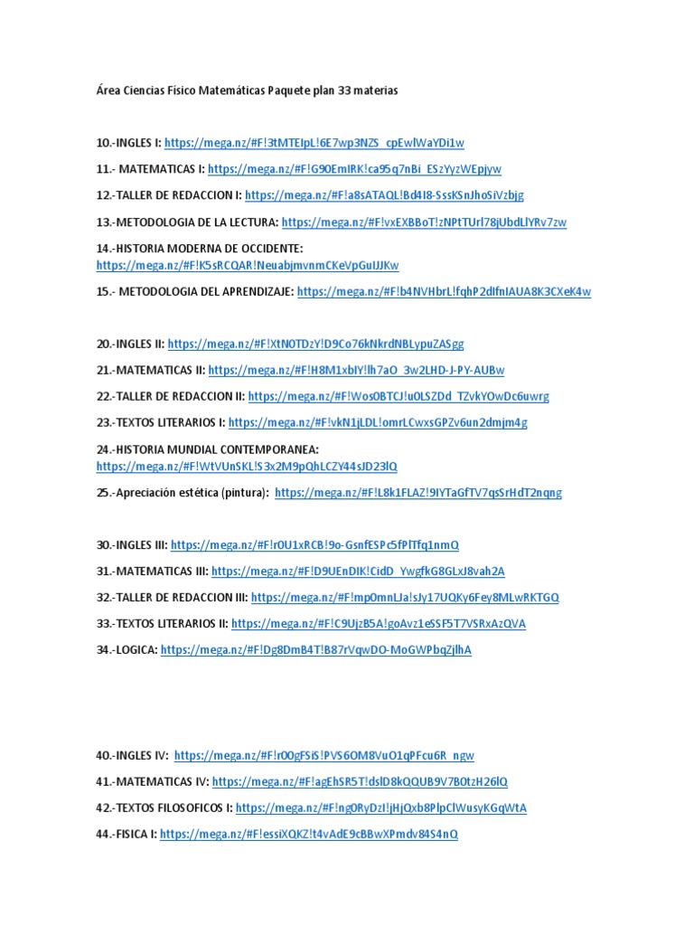 Área Ciencias Físico Matemáticas Paquete Plan 33 Materias | PDF | Arte