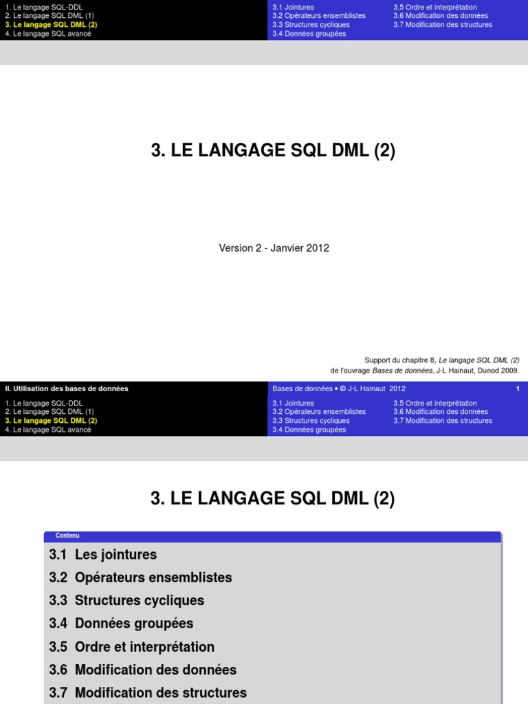 05 Utilisation Des BD (SQL DML 2) | PDF | SQL | Base de données relationnelle