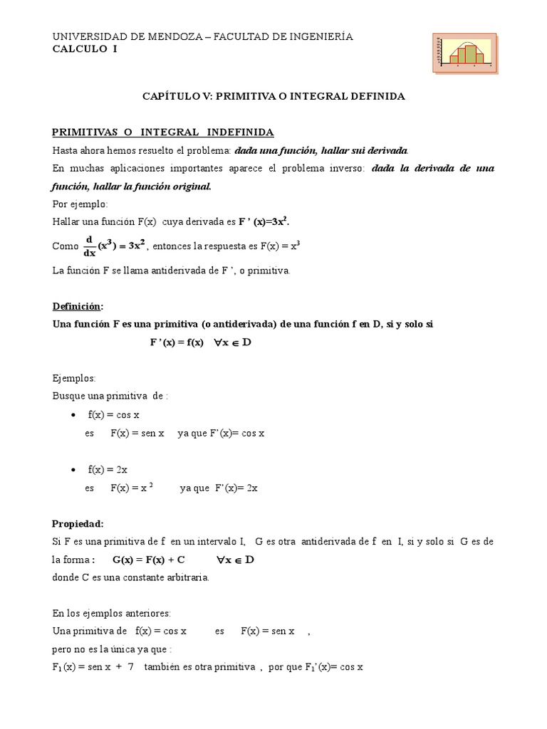 CAPITULO V Primitivas e Integral Indefinida | PDF | Integral | Ecuaciones