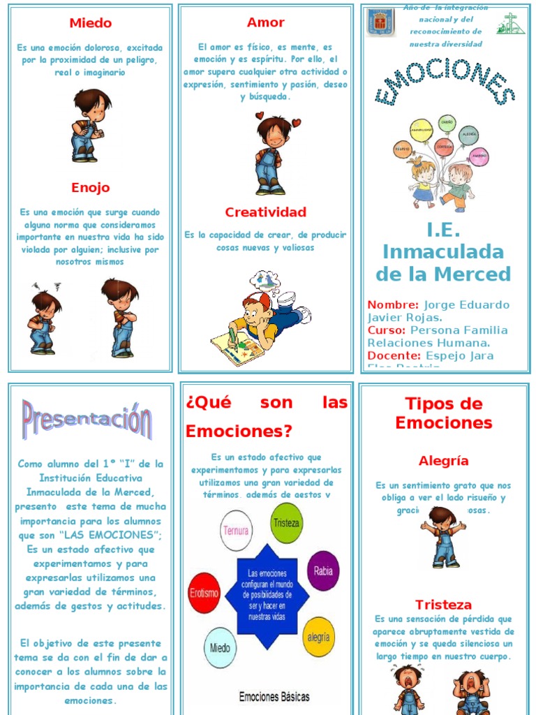 Triptico Emociones | Amor | Las emociones Triptico Emociones | Amor | Las emociones