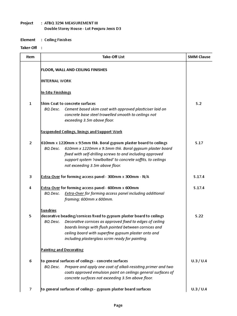 Take Off List - Rev | PDF | Roof | Stairs